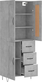 Skříň highboard betonově šedá 69,5x34x180 cm kompozitní dřevo 3200037