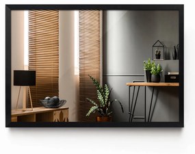 Obdélníkové zrcadlo do obývacího pokoje s černým rámem 100x70 cm