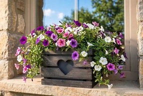 AMADEA Dřevěný obal na květináč se srdcem tmavý, 27x27x20 cm Český výrobek