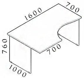 Ergonomický stůl Visio 160 x 100 cm, levý