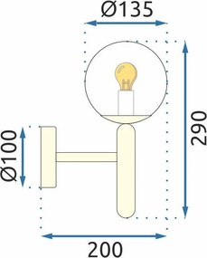 Toolight - Nástěnná lampa KINKIET APP894-1W, zlatá, OSW-06889