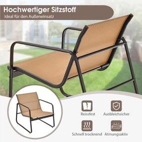 Costway 3-Piece Patio Conversation Set Venkovní sada kovových židlí a stolu