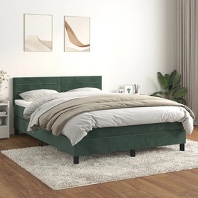 Box spring postel s matrací tmavě zelená 140x200 cm samet 3141368