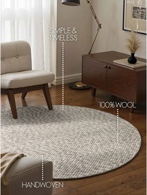 Světle šedý/krémový ručně tkaný vlněný kulatý koberec ø 160 cm Lyon Beans – Elle Decoration