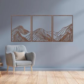 Třídílný dřevěný obraz Hory, Moderní 3D dekorace na zeď | SENTOP HDF0478