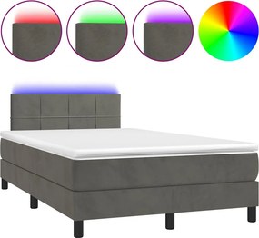Box spring postel s matrací a LED tmavě šedá 120x200 cm samet 3134394