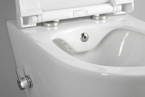 Sapho, AVVA PORTO závěsná WC mísa Rimless, integrovaná baterie a bidetová sprška 35,5x53 cm, bílá, 100315