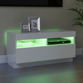 TV skříňka s LED osvětlením bílá s vysokým leskem 80x35x40 cm