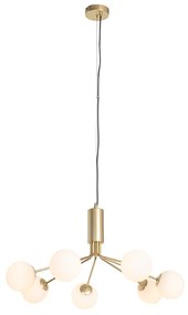 Moderní závěsná lampa zlatá s opálovým sklem 7-světel - Coby