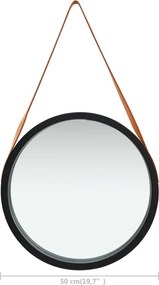 vidaXL Nástěnné zrcadlo s popruhem 50 cm [320367] Barva: Černá