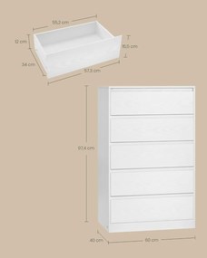 Komoda Vasagle Kailyn 60 cm bílá