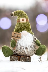 Vánoční dekorace skřítek zelený 38 cm