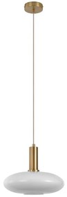 Nordic Living Bílo zlatá skleněná závěsná lampa Tabea 28 cm