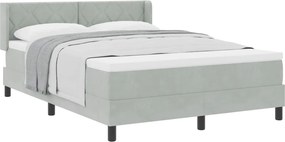 Postel s boxspringem s čelo Světle šedá 190 x 140 cm samet 3341516