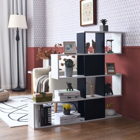 Costway Moderní 5patrový žebříkový styl dřevěný dělicí příčka na knihy Černo