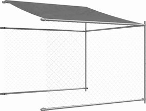 vidaXL Klec pro psy se střechou a dvířky šedá 4x2x2 m pozinkovaná ocel [3209568]