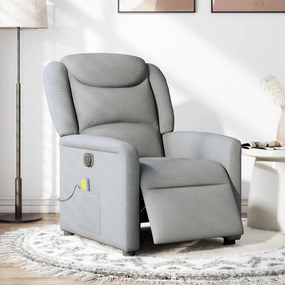 Elektrické masážní polohovací křeslo světle šedé textil 3303184