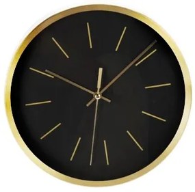 SEGNALE Nástěnné hodiny se zlatým rámem 25 cm černá KO-837362230cern