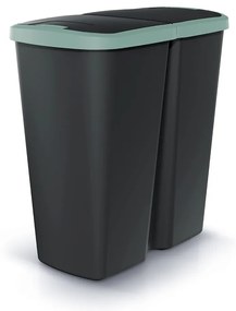 Odpadkový koš DUO černý, 45 l, zelená / černá
