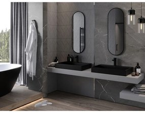 Mexen Loft, oválné koupelnové zrcadlo 100 x 35 cm, barva rámu černá matná, 9851-100-035-000-70