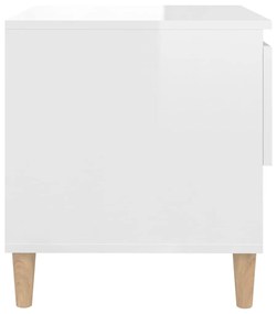Noční stolek bílý s vysokým leskem 50x46x50 cm kompozitní dřevo - Default Title