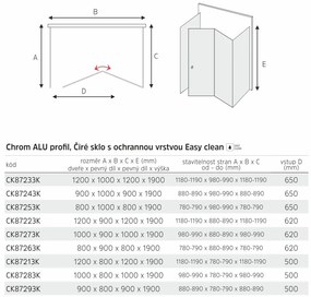 Mereo Mereo, Sprchový kout, LIMA, , chrom ALU, sklo čiré, CK87213K