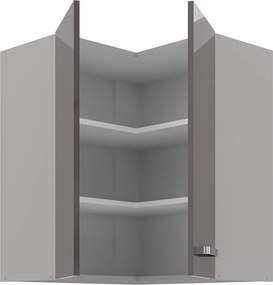 GREY gr | horní kuchyňská skříňka 60x60 GN-72 2F (90°) rohová s policemi | 60x60 cm | světle šedá/tmavě šedá lesk