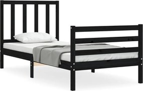 vidaXL Rám postele s čelem 100 x 200 cm masivní dřevo [3193850] Barva: Černá