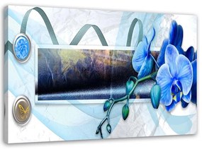 Obraz na plátně Modrá orchidej Abstrakce - 90x60 cm