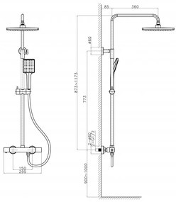 Sapho DARK sprchový sloup s termostatickou baterií, chrom KJ139