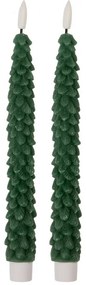 Set 2ks zelená úzká svíčka stromek Led Candle - Ø 2*25 cm / 2*AAA
