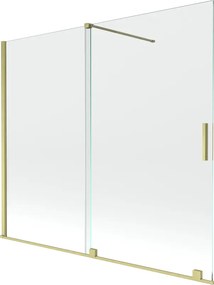 Mexen Velar, 2-křídlová posuvná vanová zástěna 180 x 150 cm, 8mm čiré sklo, zlatý matný profil, 896-180-000-01-55