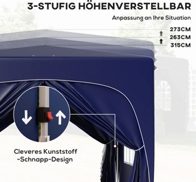 Outsunny altán 3x3m, vodoodpudivý stabilní zimě odolný pop-up skládací altán, UV ochrana 50+, skládací párty stan zahradní stan se 4 bočními panely t…