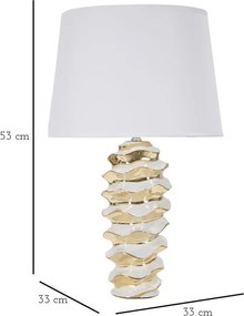 Bílá/ve zlaté barvě keramická stolní lampa s textilním stínidlem (výška 53 cm) Glam Space – Mauro Ferretti