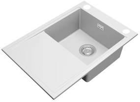 Gamma Design 7050, 1-komorový granitový dřez 700x480x205 mm, bílá, GMA-ZLE000137