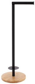 Stojan na toaletní papír Black Bamboo, černá/s dřevěnými prvky,