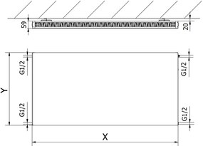 Mexen CF11, panelový radiátor 600 x 1600 mm, boční připojení, 1253 W, antracitová, W411F-060-160-66