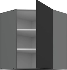 ARIA ab| horní kuchyňská skříňka 60x60 GN-72 1F (45°) rohová s policemi | 60x60 cm | antracit/černá