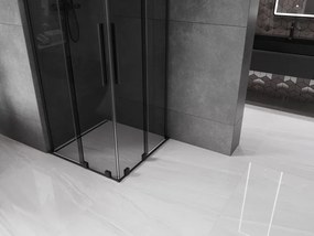 Mexen Velar L Duo, sprchový kout s posuvnými dveřmi 100 x 100 cm, 8mm šedé sklo, černá matná, 871-100-100-02-43-70