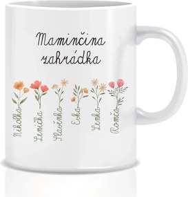 Personalizovaný klasický bílý keramický hrníček 300 ml s maminčinou zahrádkou