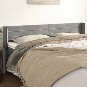 Čelo postele typu ušák světle šedé 163x16x78/88 cm samet 3118962