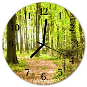 Skleněné hodiny kulaté Les přírody