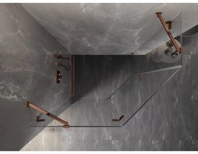 Mexen Lunar, Pětiúhelníkový sprchový kout Mexen Lunar naklápěcí doleva 100 x 80 cm, 8mm čiré sklo, profil růžové zlato, 831-100L-080P-60-00-L