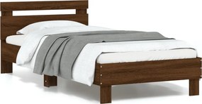 vidaXL Rám postele s čelem a LED osvětlením 90 x 200 cm [838715] Barva: hnědý dub