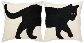 SCANquilt povlak BLACK CAT - set 2 ks smetanovočerná 45 x 45 cm