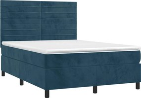Box spring postel s matrací tmavě modrá 140x190 cm samet 3143083