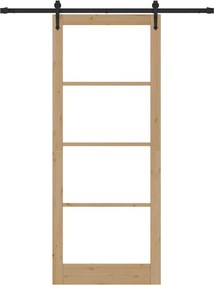 Posuvné dveře 93 x 232 cm Masivní borové dřevo a sklo Přírodní 3332347