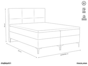 Hnědá boxspring postel s úložným prostorem 140x200 cm Pakalana – Makamii