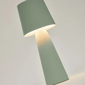 OnaDnes -20% Mátově zelená kovová zahradní stolní LED lampa Kave Home Arenys S