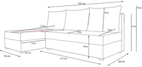 Moderní rohová sedačka HORTENZIE - černá / bílá